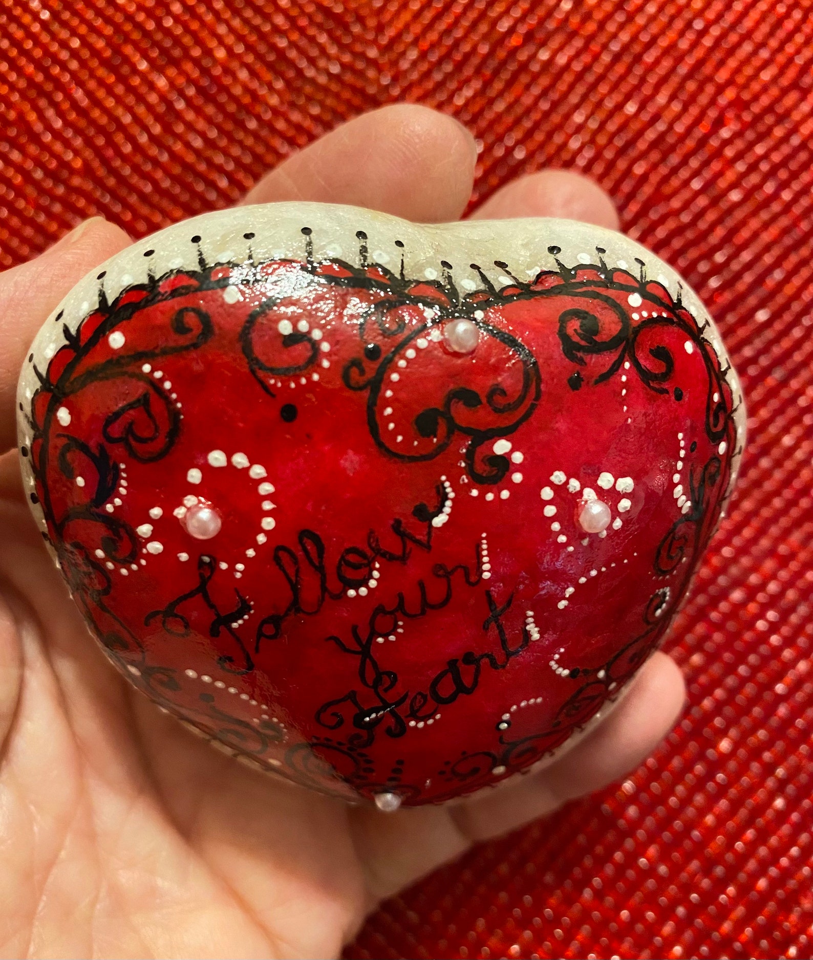 Hand Painted Heart Stone - Etsy