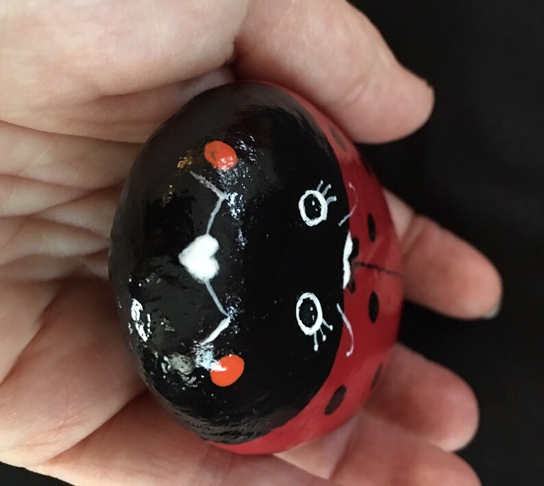 Hand Painted Cute Red Ladybug Stone - Etsy