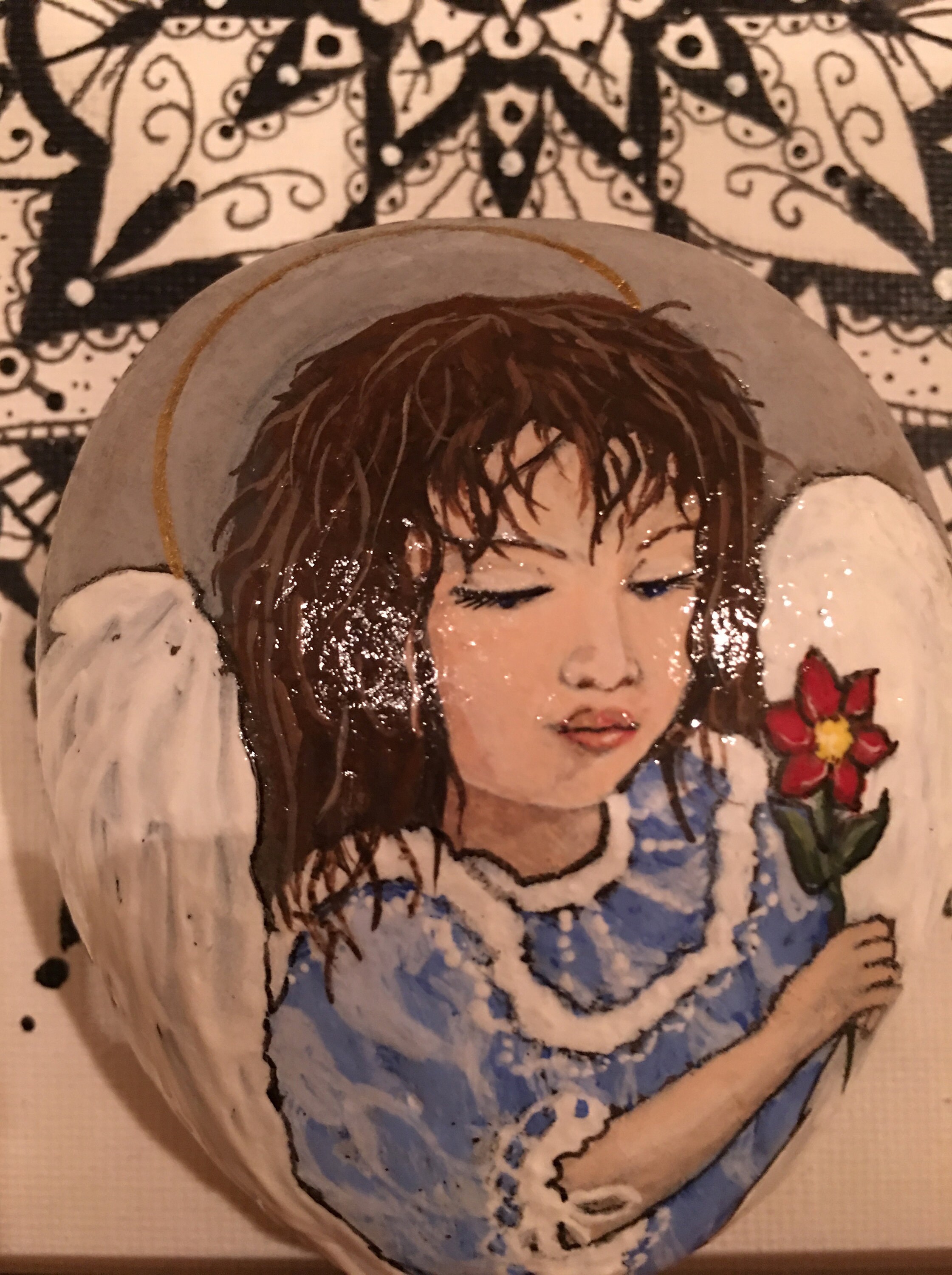 Hand Painted Blue Robe Angel Stone - Etsy
