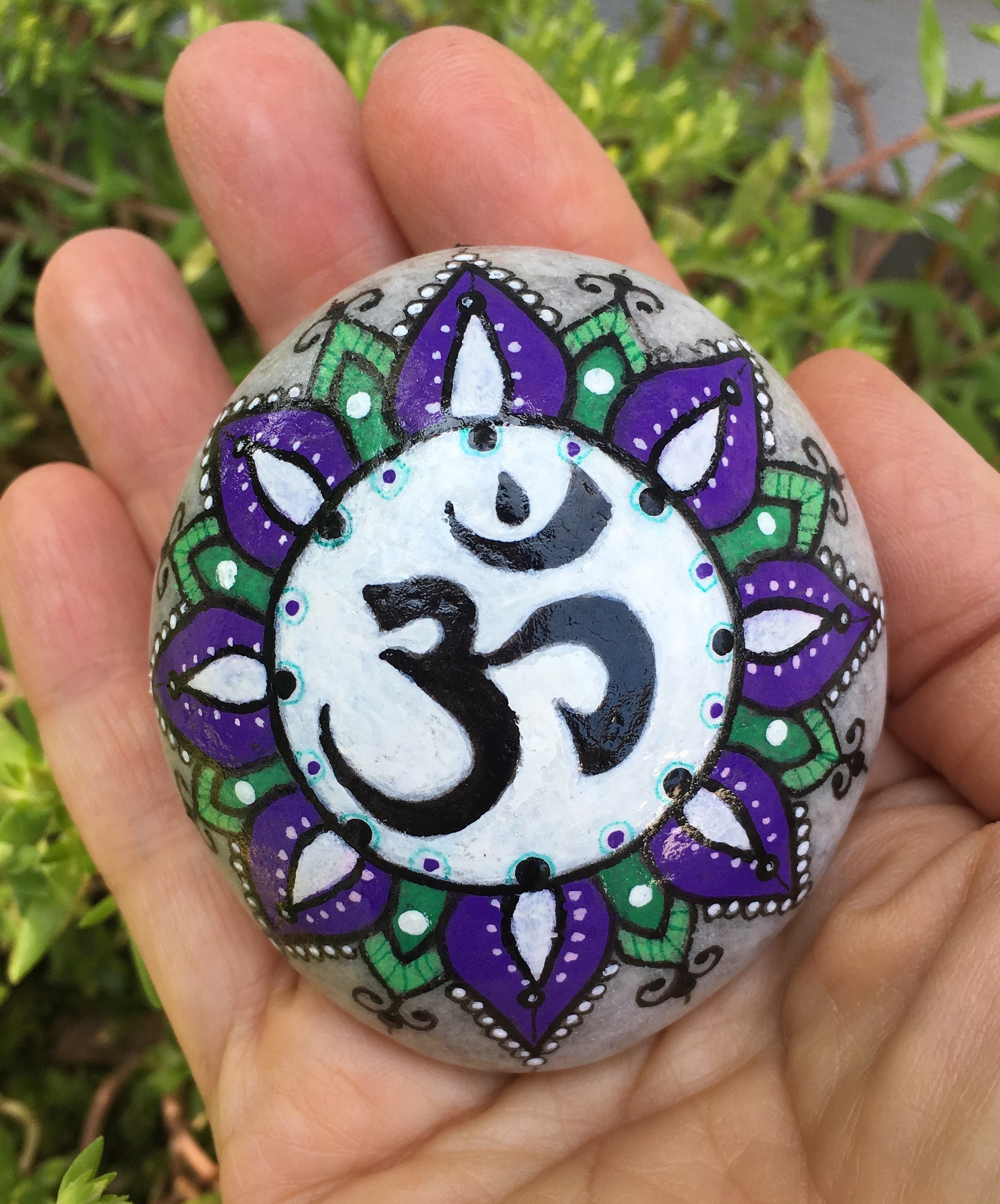 Hand Painted Ohm Mandala Stone - Etsy
