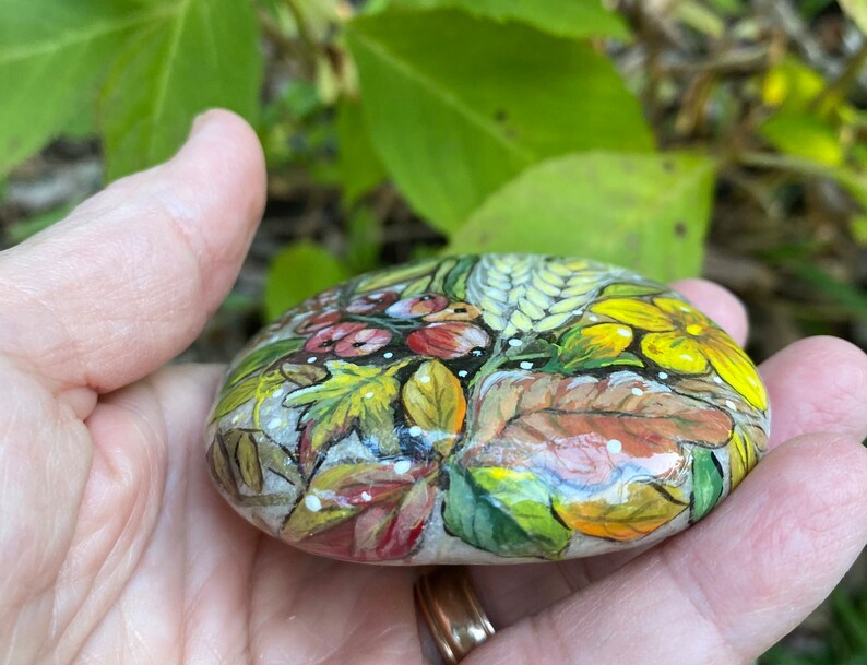 Fall Foliage Blessings Hand Painted Message Stone - Etsy
