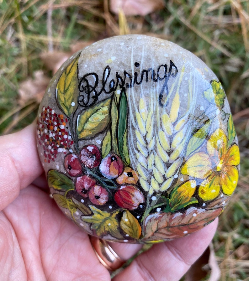 Fall Foliage Blessings Hand Painted Message Stone - Etsy