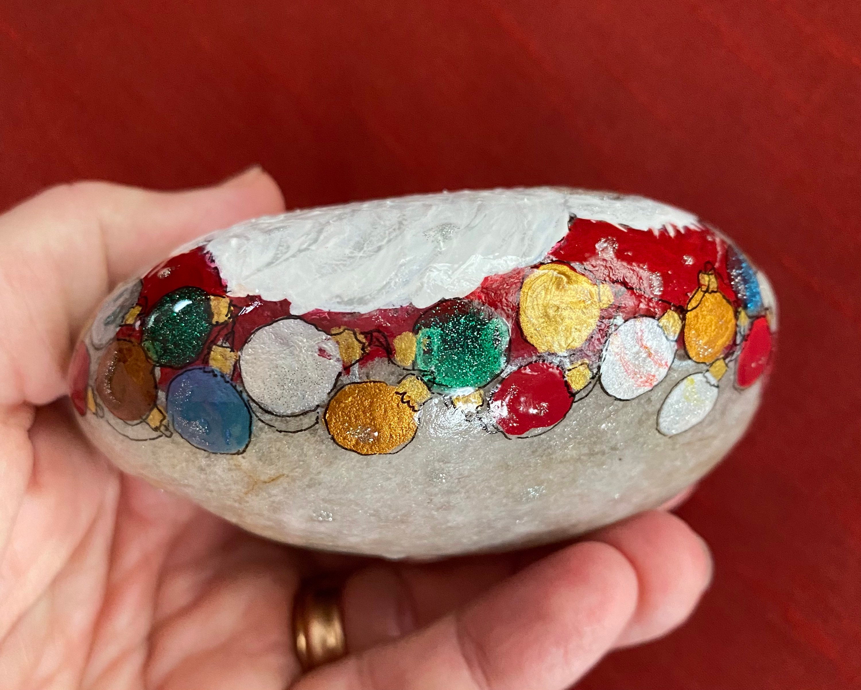 Hand Painted Santa Claus Christmas Stone - Etsy