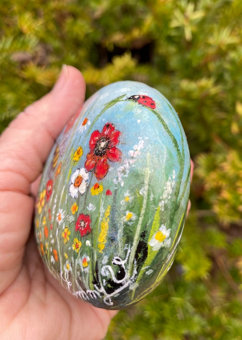 Hand Painted Double Sided Spring Garden Nature Stone - Etsy