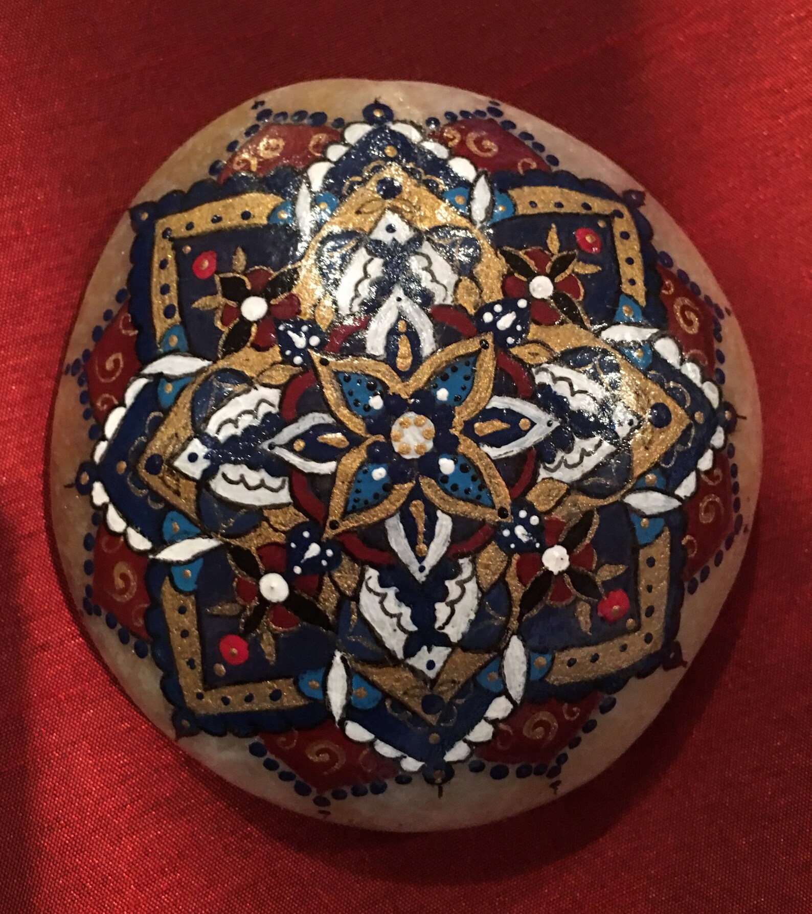 Hand Painted Bohemian Mandala Stone, Mandala Art, Boho Stone Art - Etsy