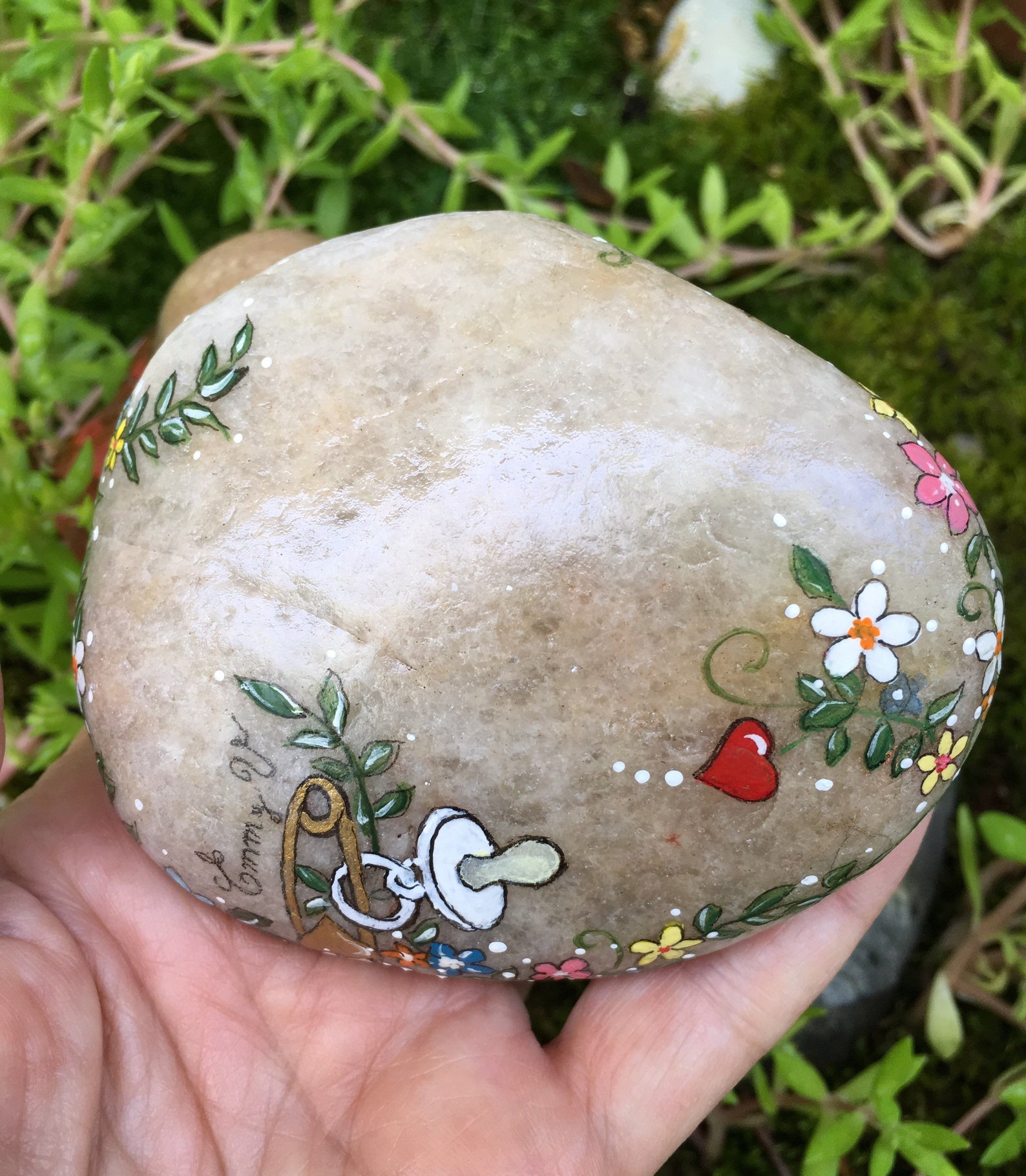 New Born Baby Hand Painted Stone - Etsy
