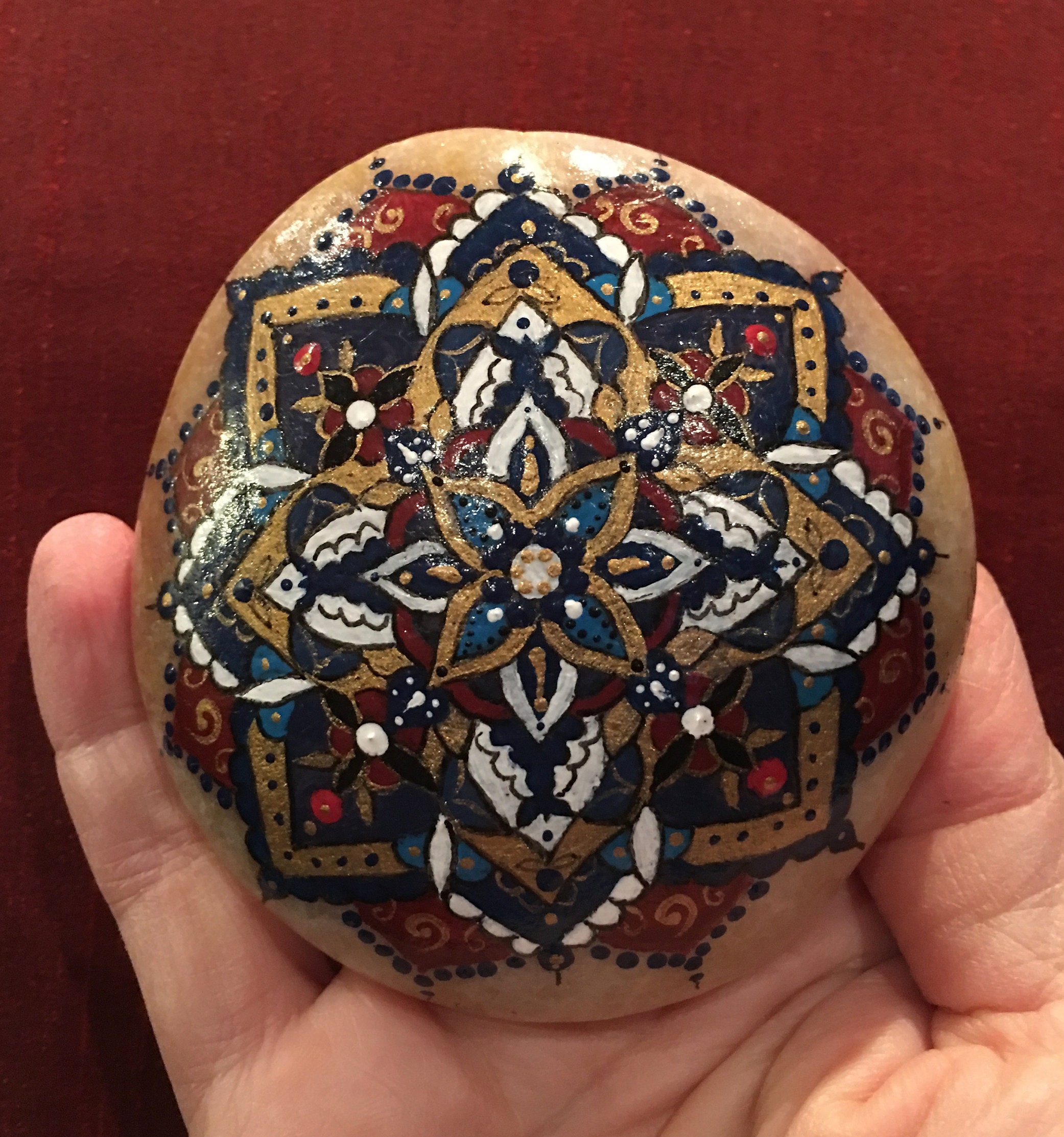 Hand Painted Bohemian Mandala Stone, Mandala Art, Boho Stone Art - Etsy