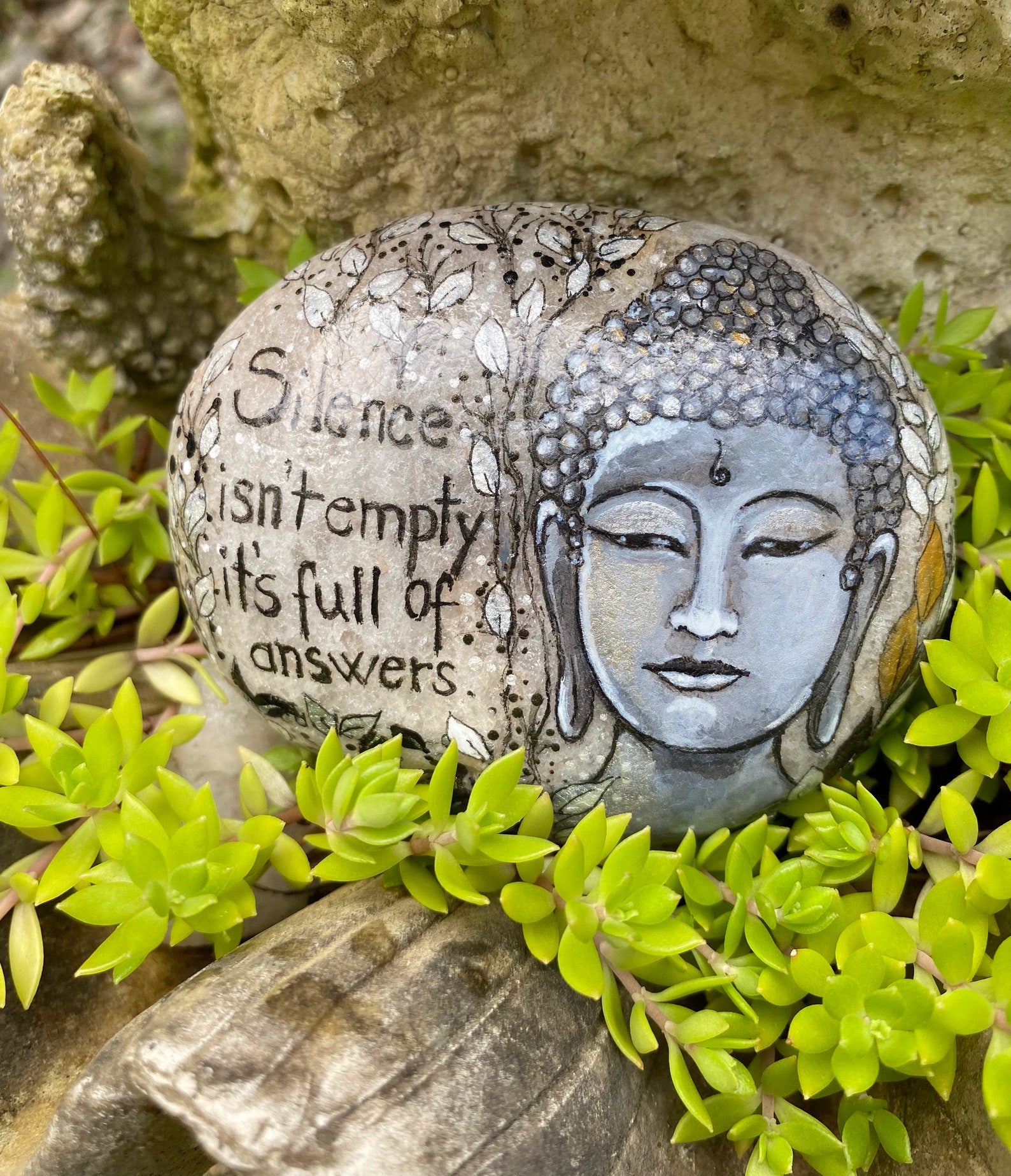 Hand Painted Buddha Stone - Etsy