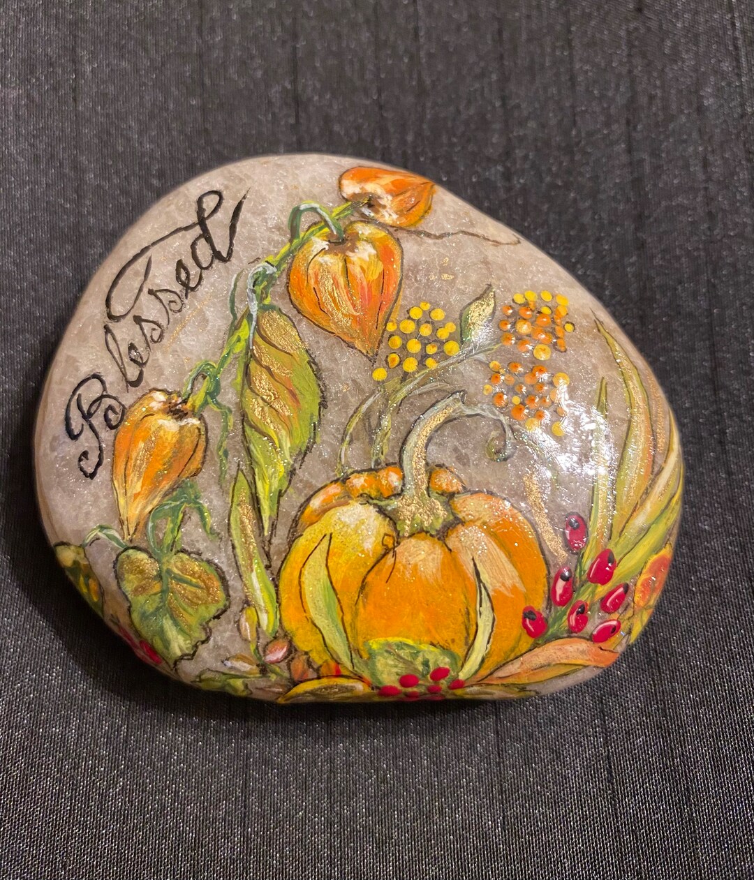Hand Painted Autumn Blessed Stone - Etsy