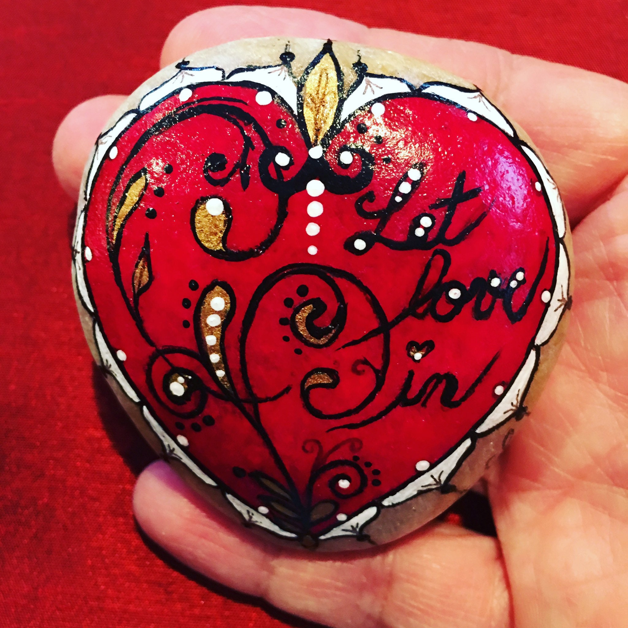 Hand Painted Heart Stone - Etsy