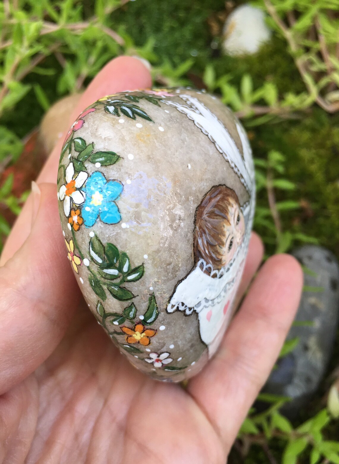 New Born Baby Hand Painted Stone - Etsy