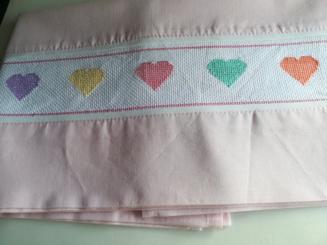 Cross Stitch Sheet Set,baby Girl Sheet for Crib Bed,customized Baby Bed ...