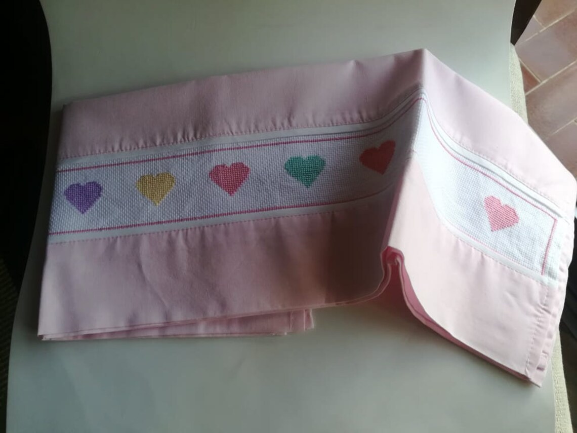 Cross Stitch Sheet Set,baby Girl Sheet for Crib Bed,customized Baby Bed ...