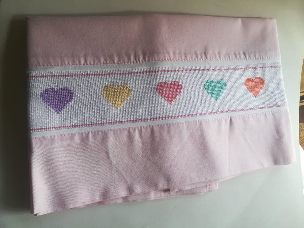 Cross Stitch Sheet Set,baby Girl Sheet for Crib Bed,customized Baby Bed ...
