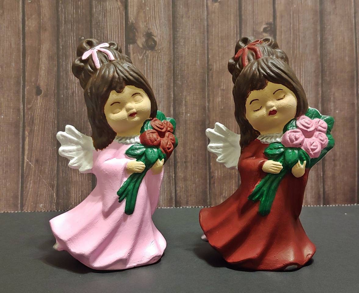 Small Ceramic Angel with Roses | Etsy