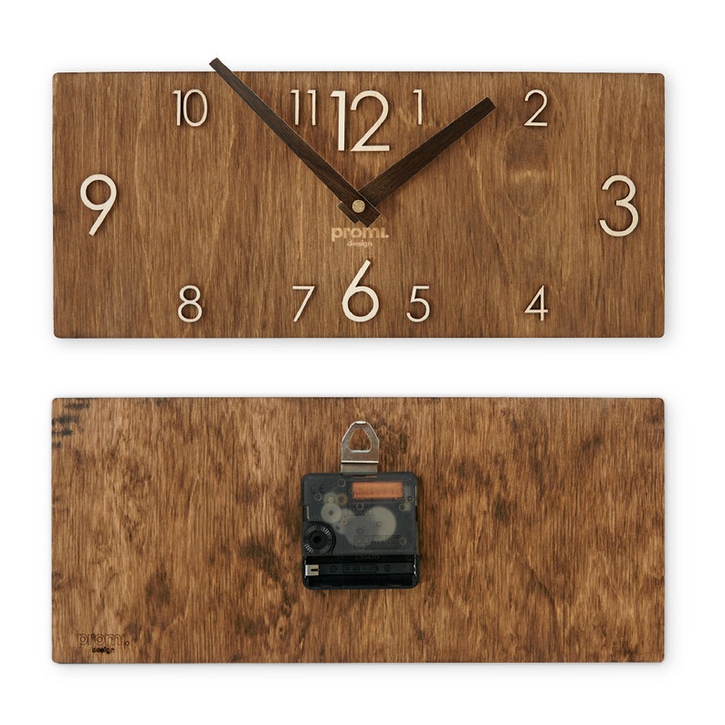 Large Wooden Wall Clock With Numbers, Rustic Rectangle Shape Clock for ...