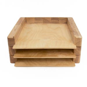 Paper Tray, 2 Stages, Desk Organizer Wood, Paper Sorter, Desk Tray Wood ...