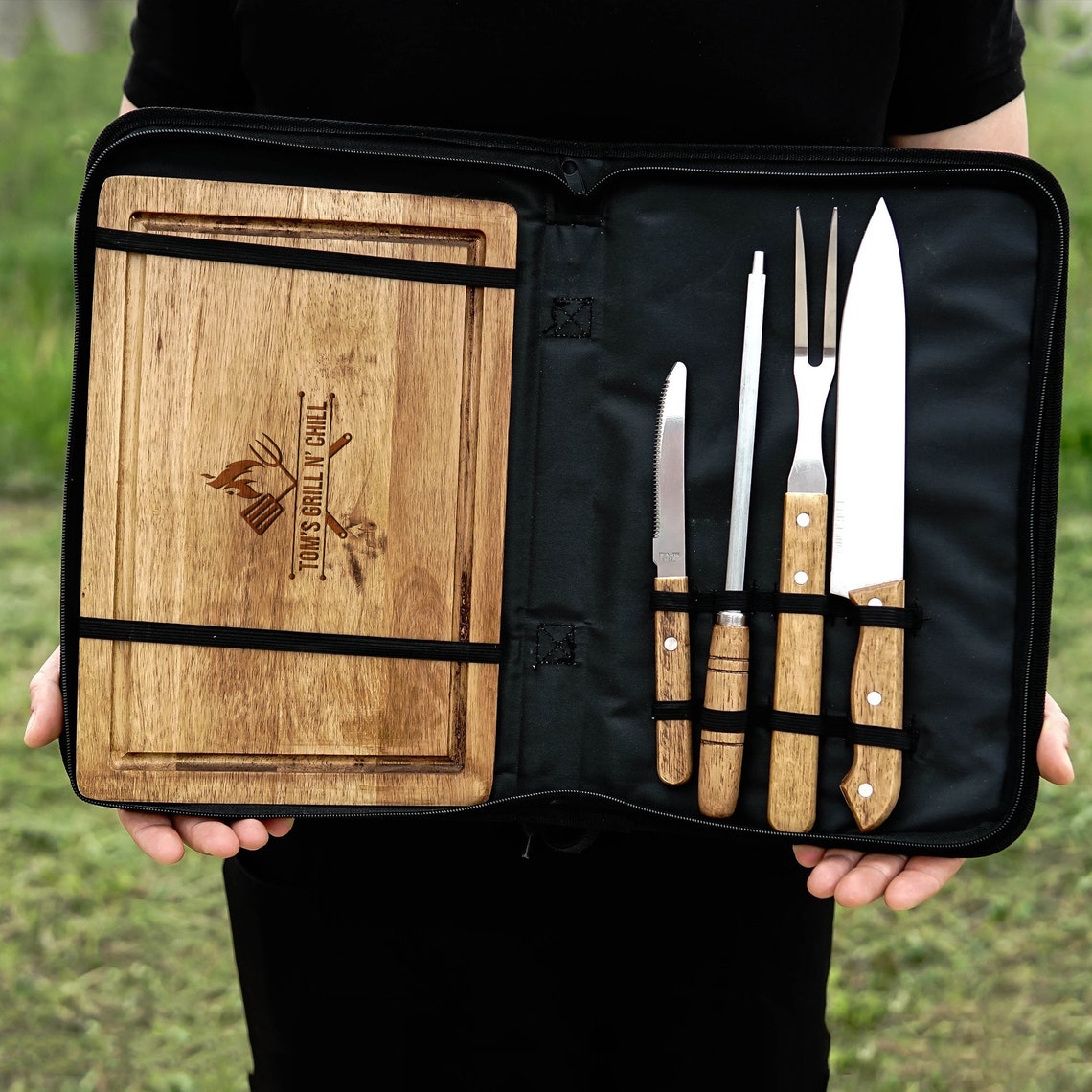 Personalized Grill Set, Laser Engraved BBQ Tools With Carrying Case ...