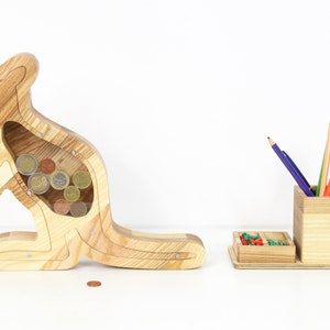 Kangaroo Money Bank Wooden Coin Box Custom Piggy Bank Animal Kangaroo ...