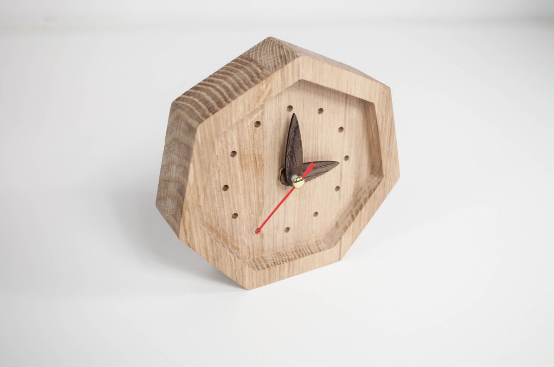 Small Wood Desk Clock Wooden Clocks Wooden Clock for Him - Etsy