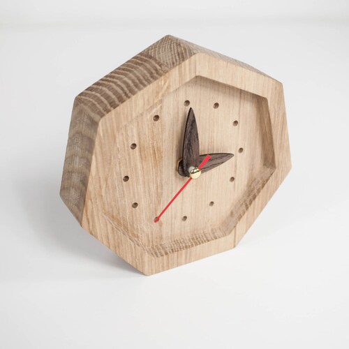 Small Wood Desk Clock Wooden Clocks Wooden Clock for Him - Etsy