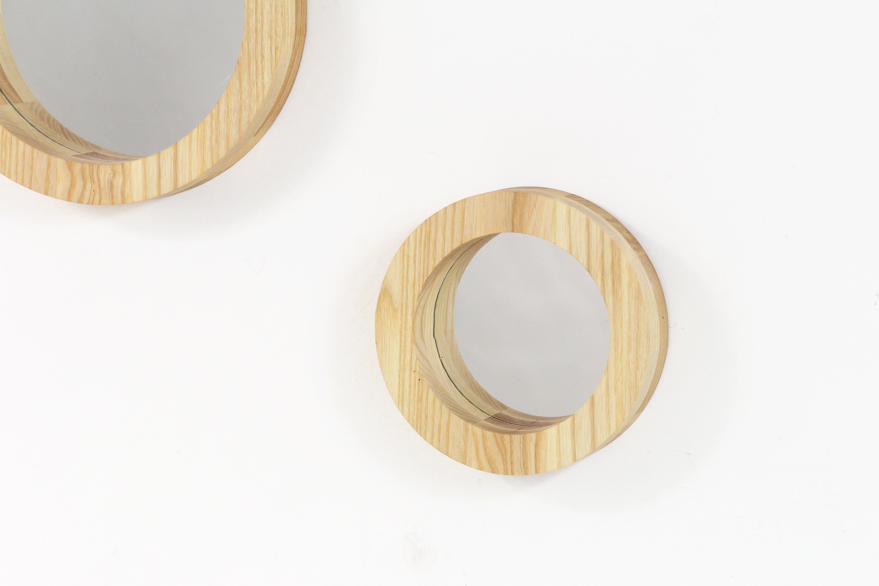 Wall Mirror Set of 3 Mirrors Wood Mirror Round Mirror Wall | Etsy