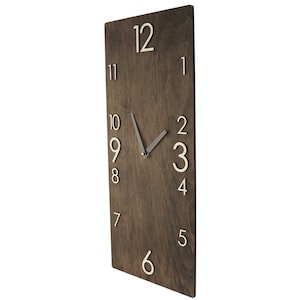 Large Rectangle Vertical Wall Clock Personalized Modern Wood Home ...