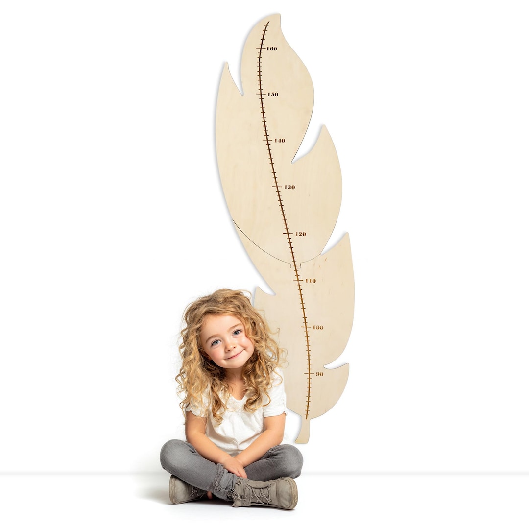 Wooden Feather Growth Chart Ruler, Personalized Kids Height Tracker ...