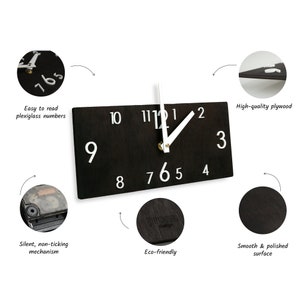 Rectangle Wooden Wall Clock Unique, Horizontal Rustic Wall Clock for ...