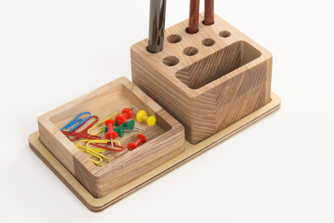 Small desk organizer Wooden desk organizer Wood organizer Desk | Etsy