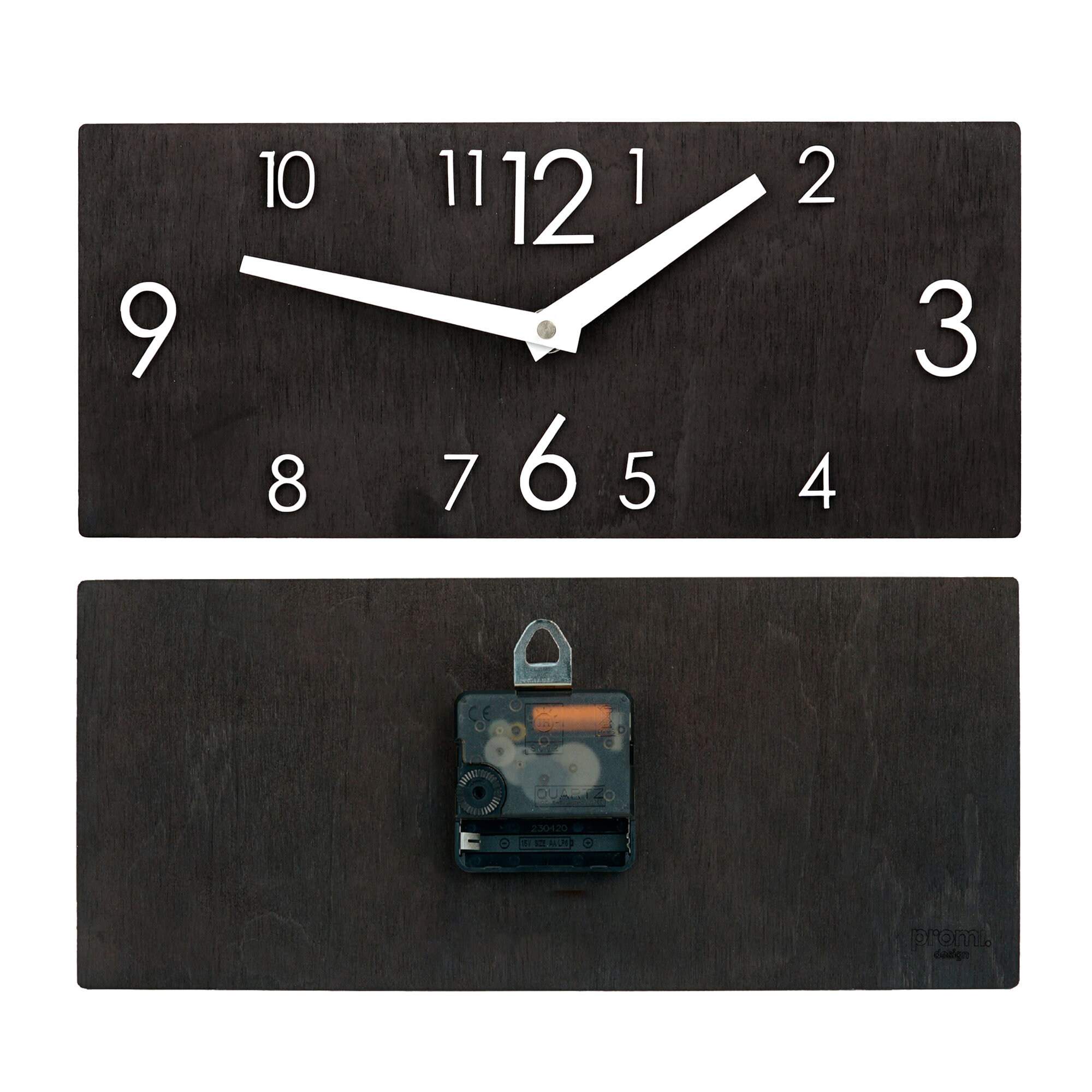 Rectangle Wooden Wall Clock Unique, Horizontal Rustic Wall Clock for ...