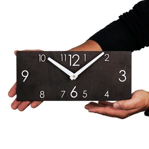 Rectangle Wooden Wall Clock Unique, Horizontal Rustic Wall Clock for ...