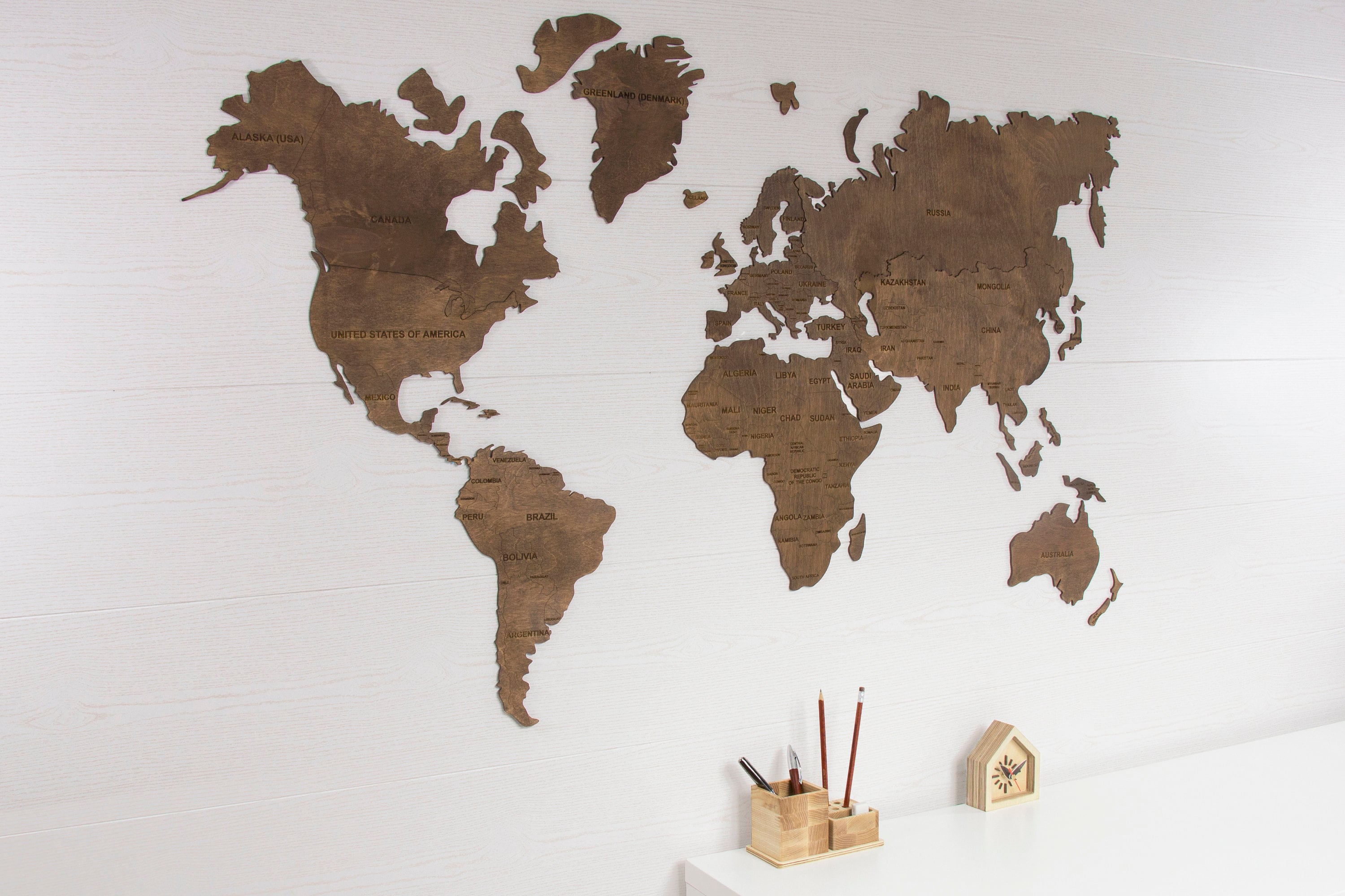 World Map Wall Decor 3 COLORS AVAILABLE, Wooden World Map Anniversary ...