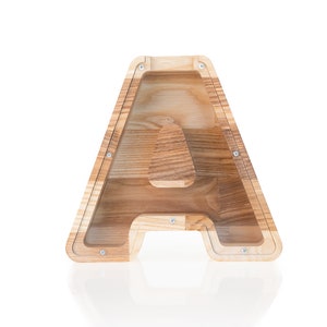 Money Box CHOOSE YOUR LETTER Wooden Coin Bank Custom Piggy Bank Money ...