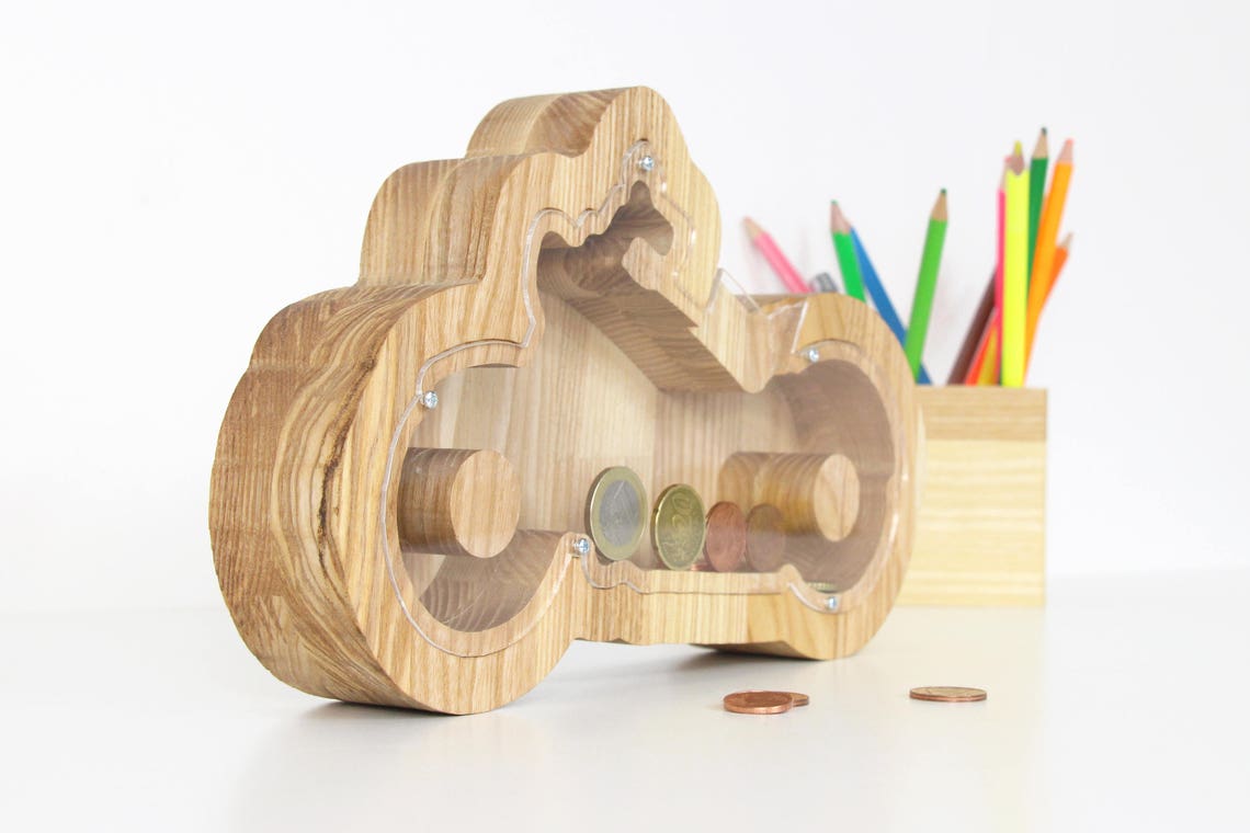 Money Box Motorcycle Gift Money Box Gift Wooden Bike | Etsy