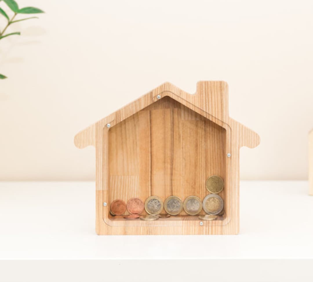 HOUSE Money Bank for Boys and Girdls, Piggy Bank for Adults, Wooden ...