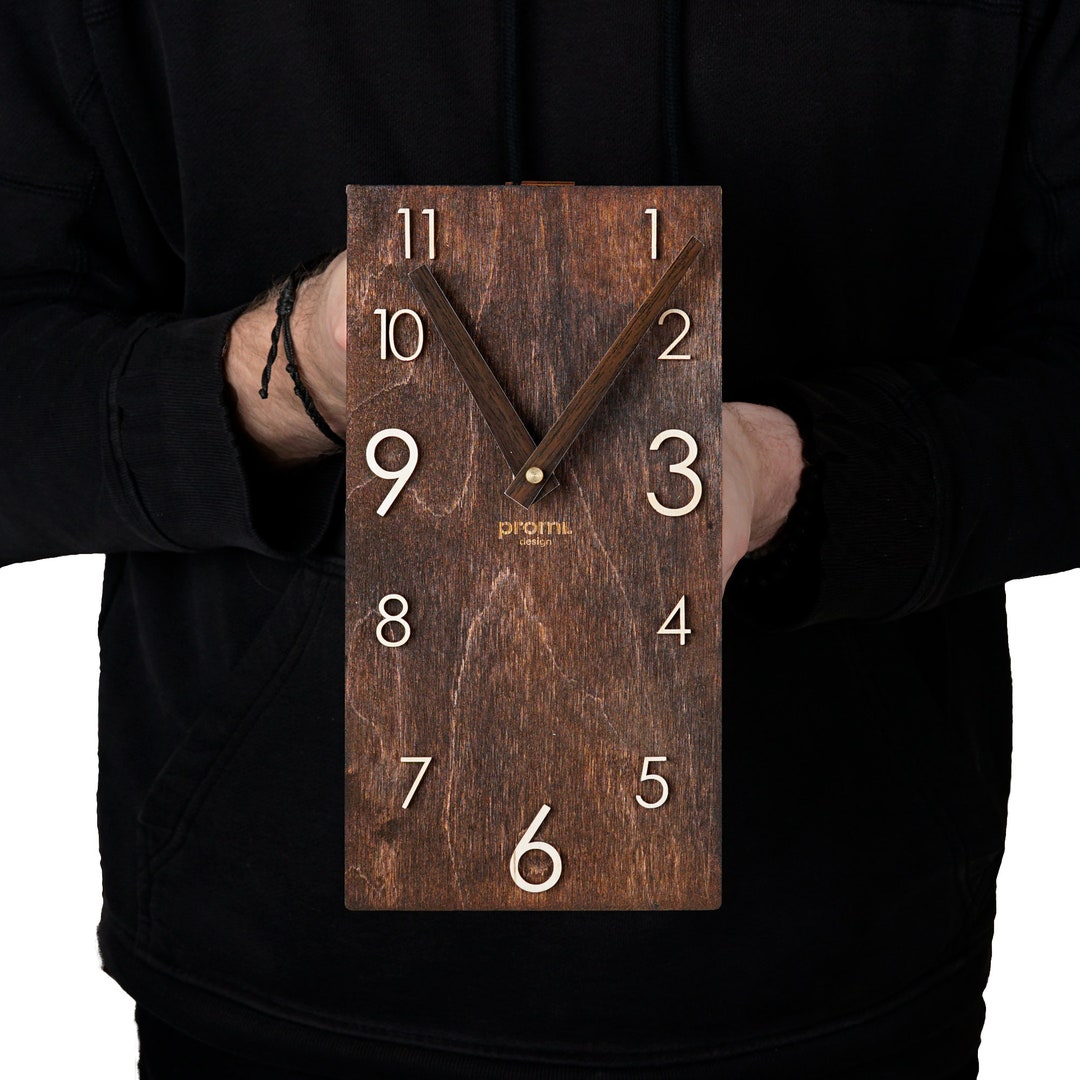 Minimalist Shelf Clock for Hanging, Cool Wooden Tabletop Clock, Unique ...