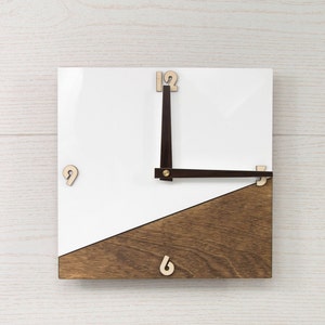 Wall Clock, Wooden Clock, Wood Clock, White Wall Clock, Wooden Wall ...