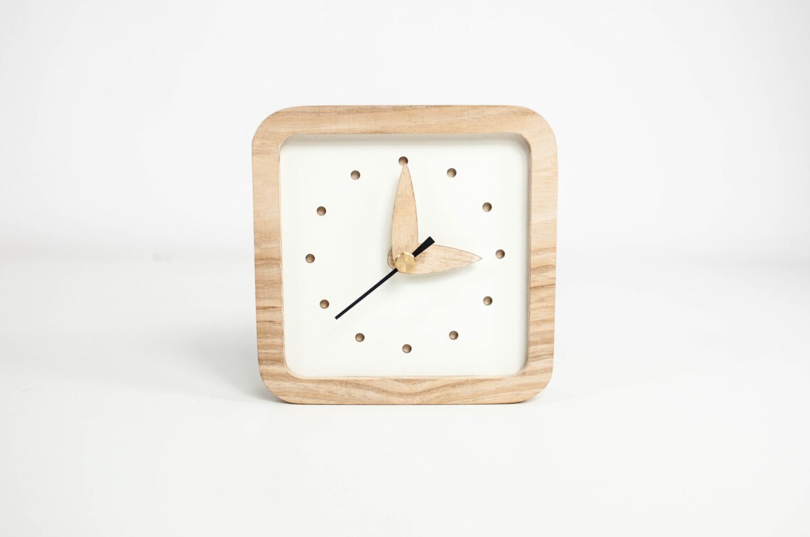 SQUARE Wooden Desk Clock Personalized Clock Wooden Clock - Etsy