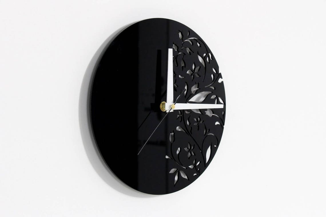 Black Wall Clock Unique Wall Clock Wall Clock Black Clock - Etsy