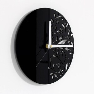 Black Wall Clock Unique Wall Clock Wall Clock Black Clock Modern Wall ...