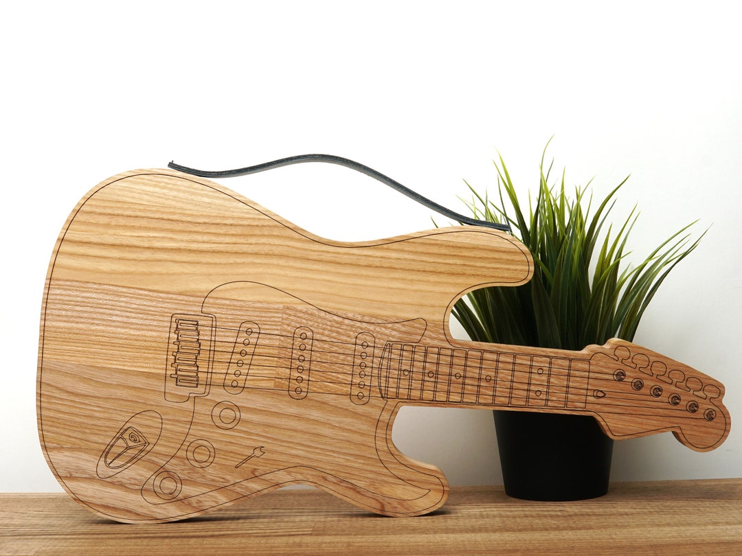 Guitar Shaped Wooden Cutting Board Gift for Music Lover, Personalized ...