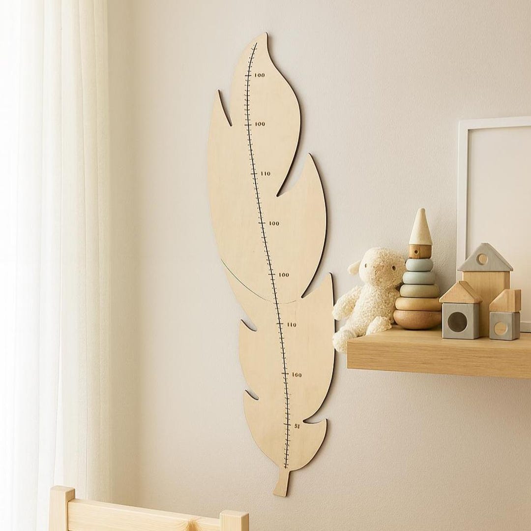 Custom Feather Growth Chart – Personalized Kids Height Wood Chart, Baby ...