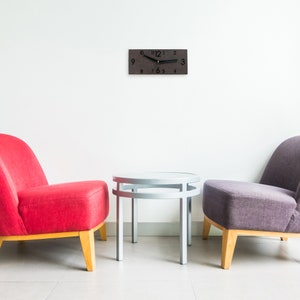 Rectangle Wall Clock for Living Room, Black Horizontal Wooden Clock for ...