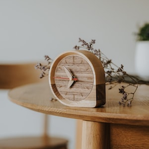 Wooden Desk Clock, Rustic Table Clock, Mid Century Modern Clock, Small ...