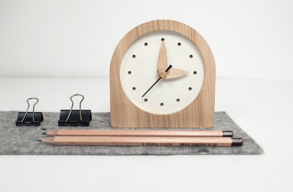 Desk Clock Wooden Desk Clock Gift Desk Decor Husband - Etsy
