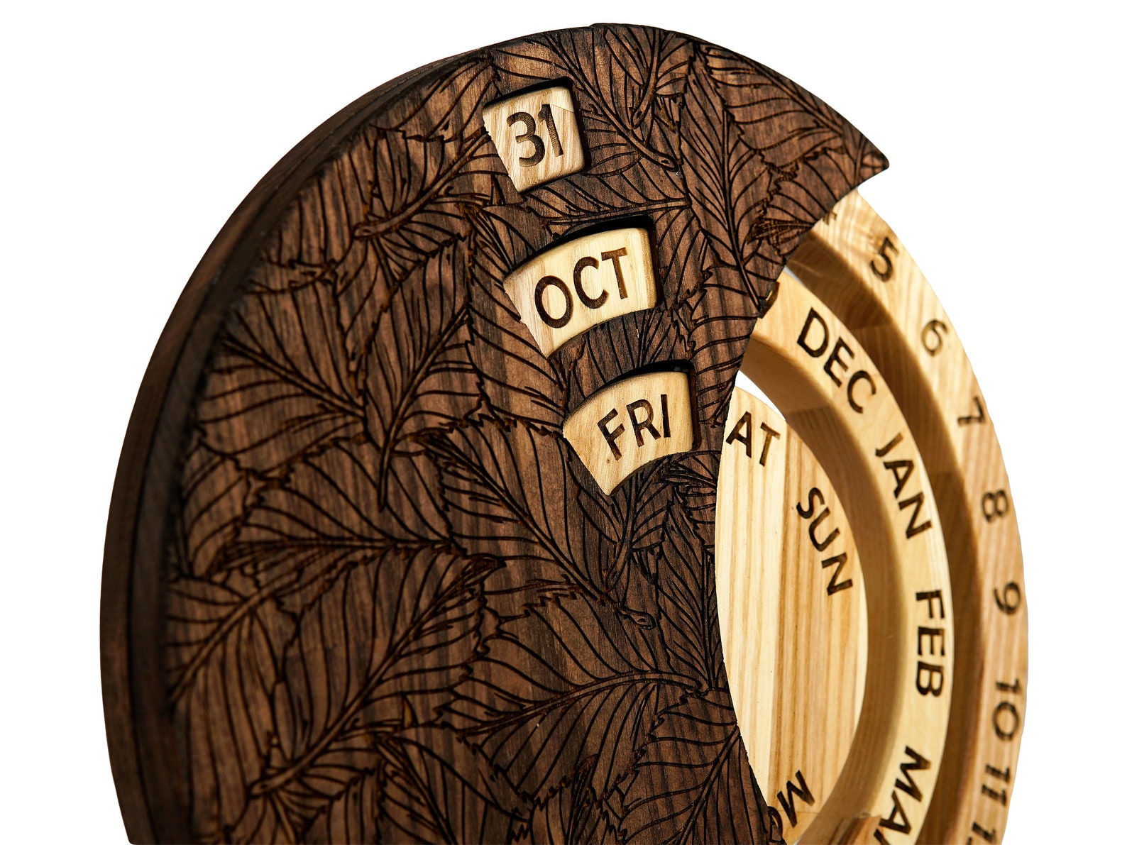 Wooden Perpetual Calendar for Desk, Spin Calendar for Home & Office ...