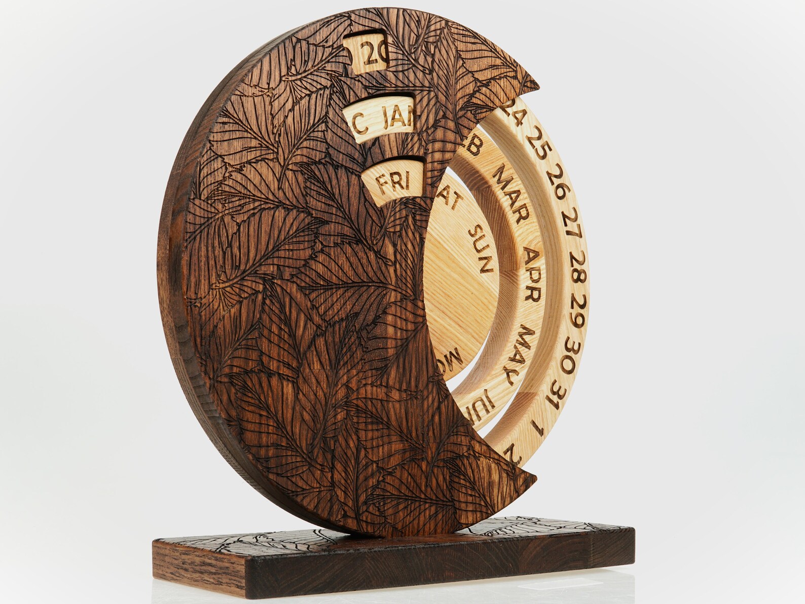 Wooden Perpetual Calendar for Desk, Spin Calendar for Home & Office ...
