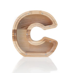 Money Box CHOOSE YOUR LETTER Wooden Coin Bank Custom Piggy Bank Money ...