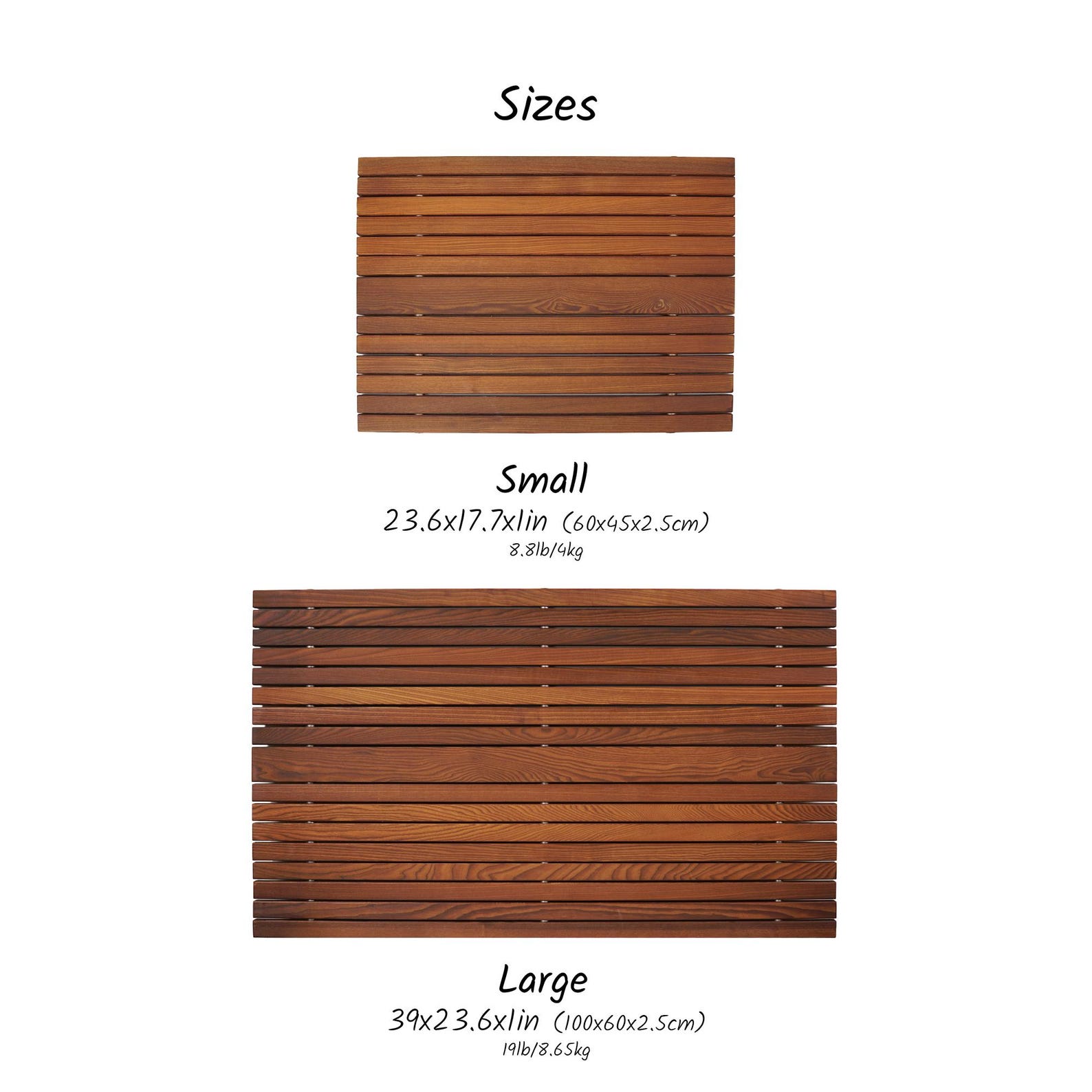 Custom Size Bath Mat, Customizable Premium Thermo Ash Wood Shower Mat ...